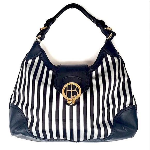 henri bendel | Bags | Henri Bendel Turn Lock Brown And White Hobo Black ...